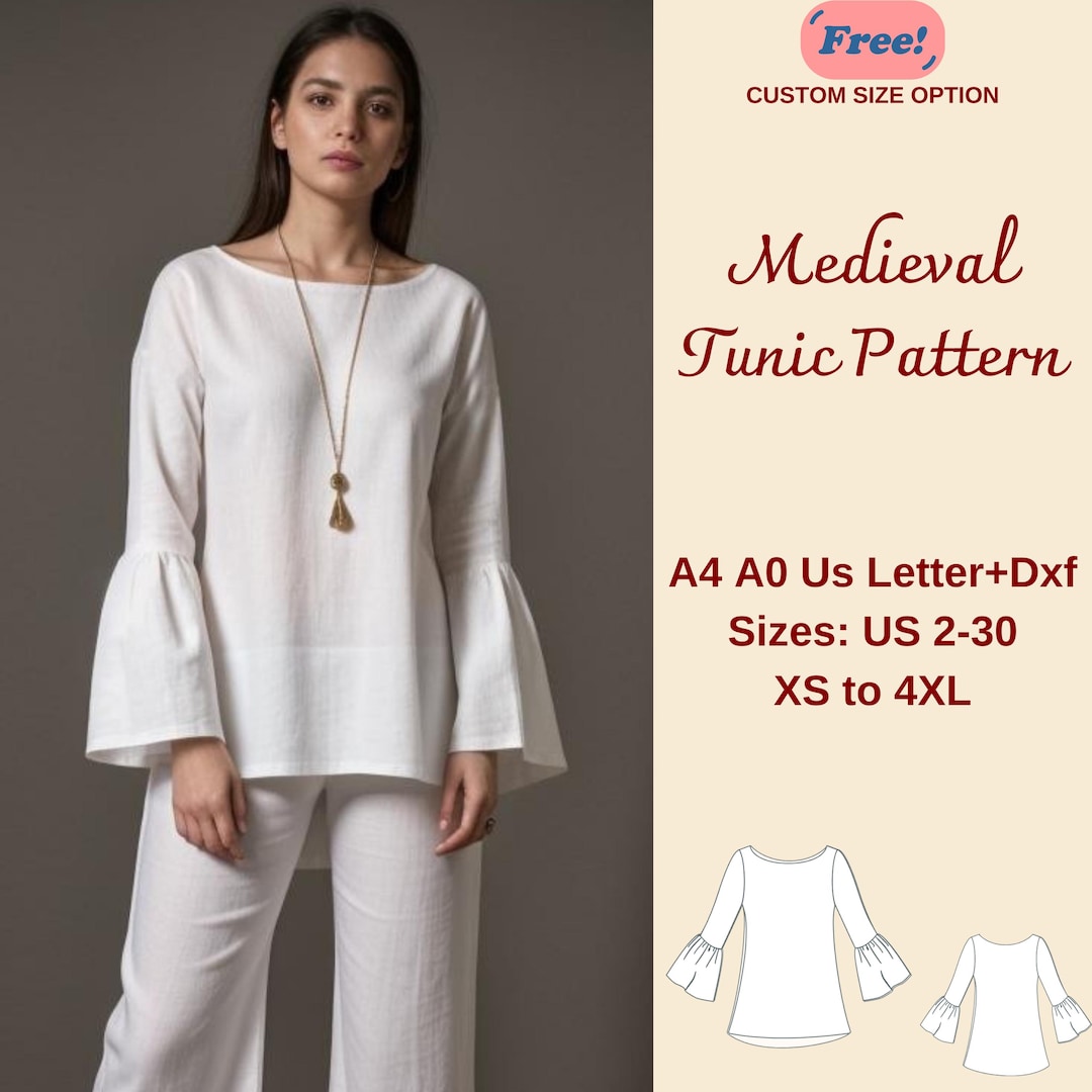 Medieval Tunic Sewing Pattern: Bohemian Cosplay, XS-4XL (PDF Pattern ...