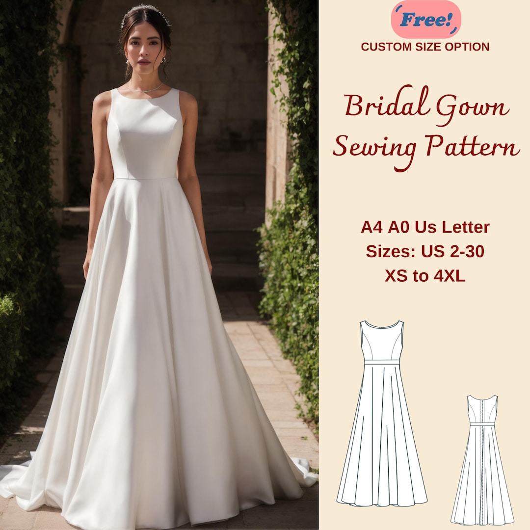 Bridal Gown Sewing Pattern, Cocktail Dress Pattern, Wedding Dress, Evening Gown, Ball Gown ...
