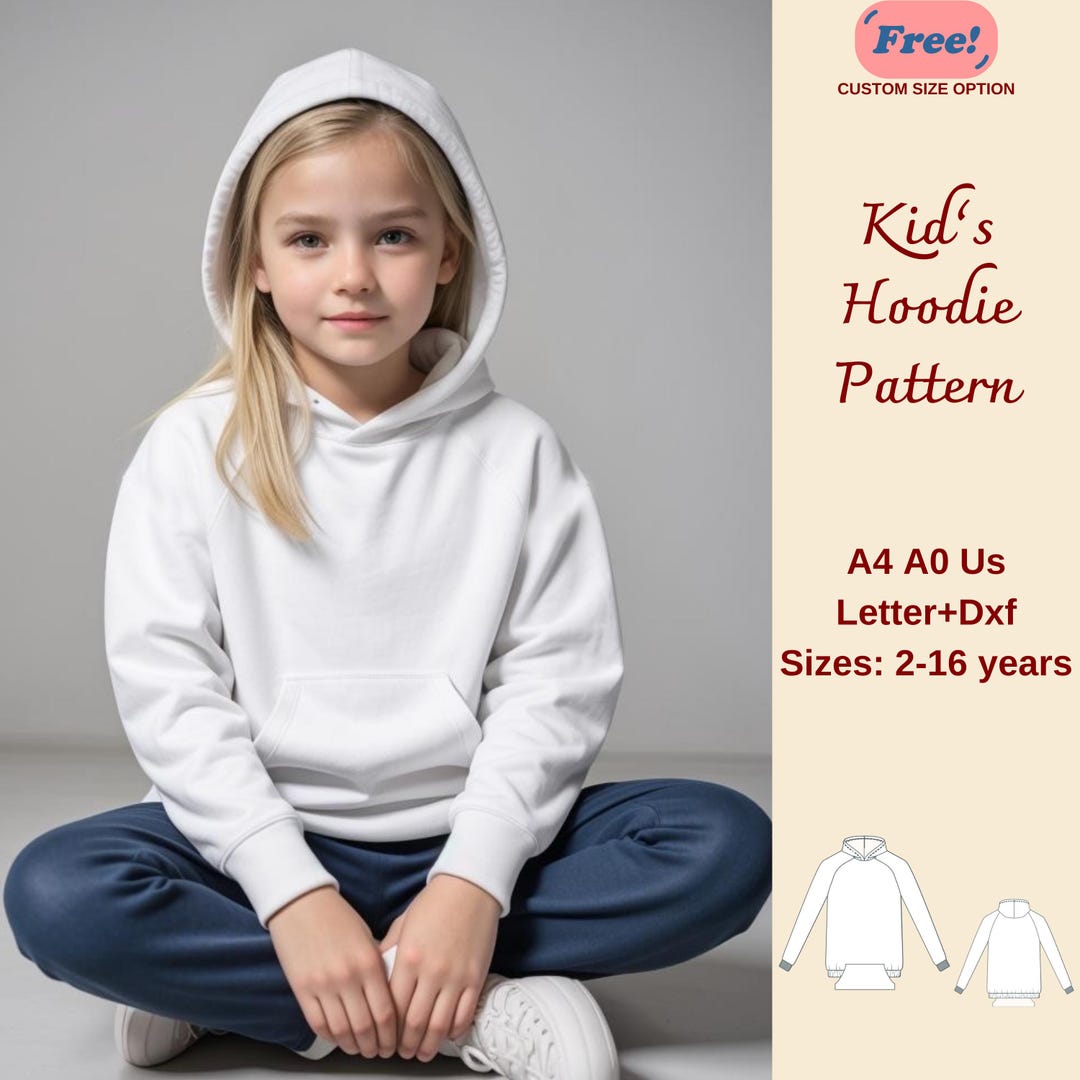 Girls' Hoodie Sewing Pattern: Kids' Hooded Sweatshirt (sizes 2-16 ...