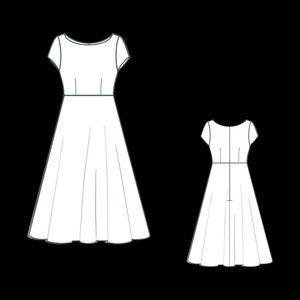 Boat Neck Midi Summer Dress Sewing Pattern, Easy Dress Pattern, Evening ...