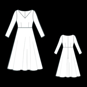 Vintage Gothic Midi Dress Sewing Pattern, Witch Dress, V Neck Dress ...