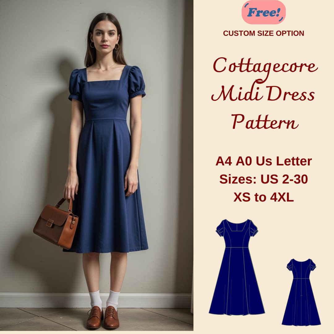 Fairy Cottagecore Midi Dress Pattern: Renaissance Regency Style ...