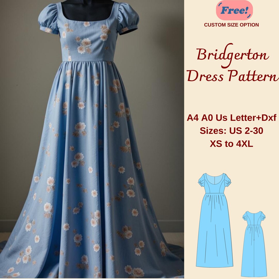 Bridgerton Dress Sewing Pattern, Bridgerton Gown Pattern, Renaissance Dress Pattern, Regency ...