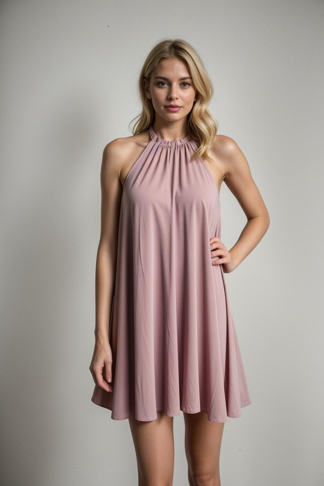 Halter Neck Shift Dress Sewing Pattern, Linen Dress Pattern, Loose Mini ...