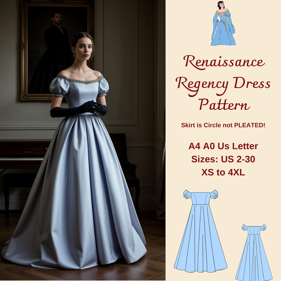 Renaissance Medieval Cosplay Dress Sewing Pattern, Victorian Dress ...