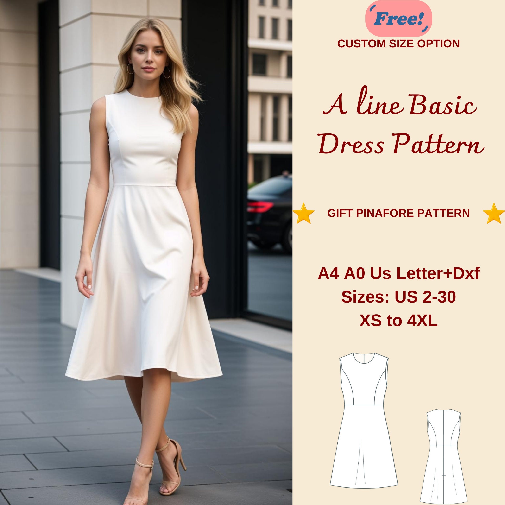 A Line Basic Dress Sewing Pattern, Casual Dress, Gift Pattern, Sundress ...