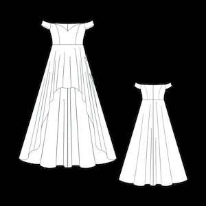 High Low Prom Dress Sewing Pattern, off Shoulder Dress, Cocktail Dress ...