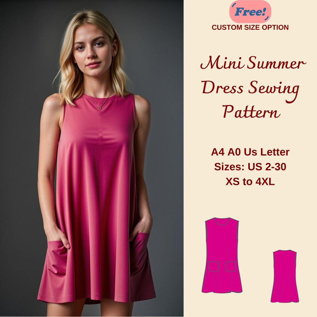 Loose Mini Basic Dress Sewing Pattern, Relaxed Dress Pattern, Shift ...