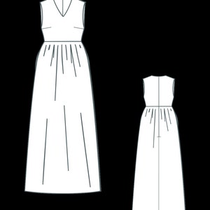 Linen Maxi Gathered Dress Sewing Pattern, Gathering Skirt, Linen ...