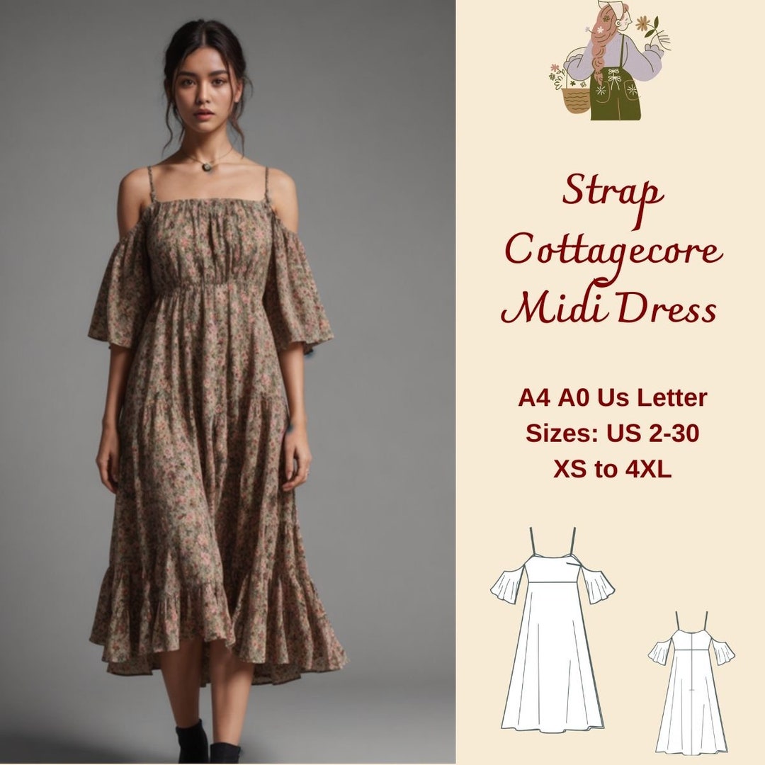 Fairy Cottagecore Dress Sewing Pattern, Prom Dress, Milkmaid Dress ...