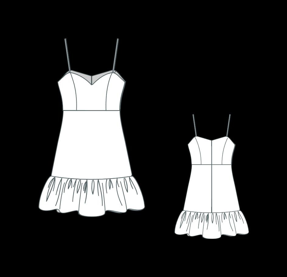 Ruffle Dress Sewing Pattern, Flounce Bridesmaid Dress (XS-4XL) (PDF) - Etsy