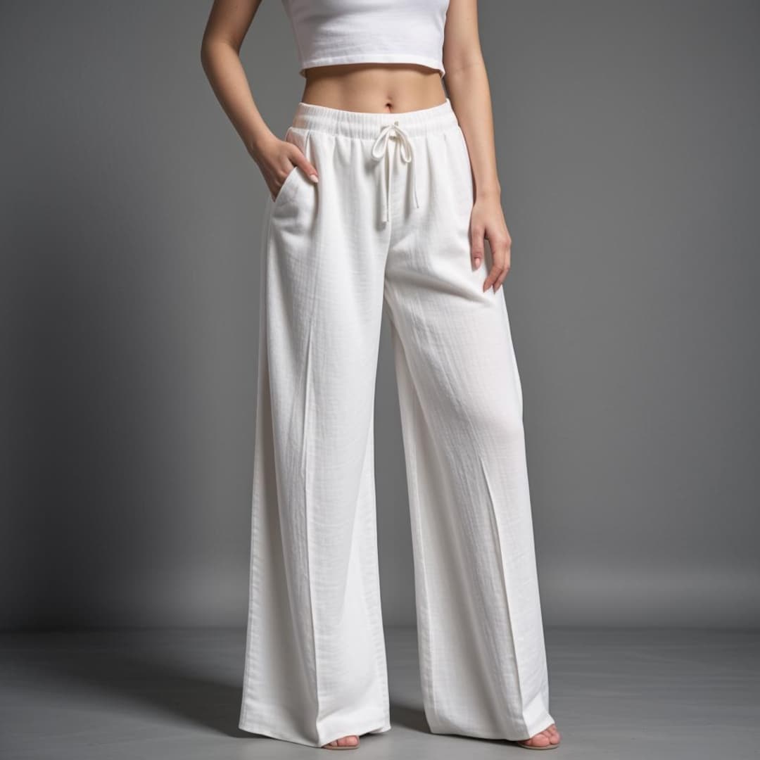 Women Palazzo Linen Pants Sewing Pattern, Linen Pants Pattern, Elastic ...