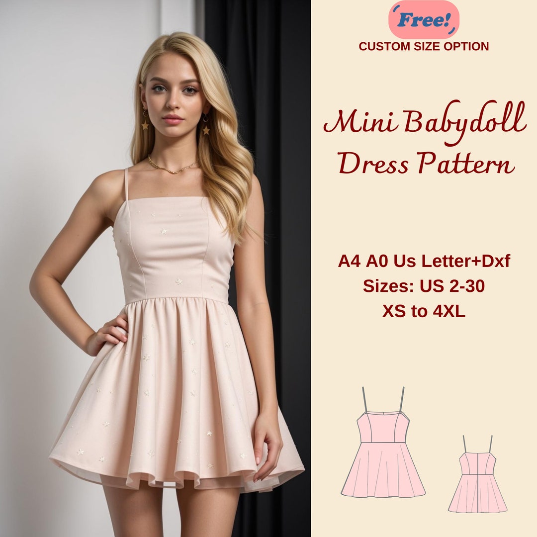 Babydoll Mini Dress Sewing Pattern: XS-4XL (digital Download) - Etsy