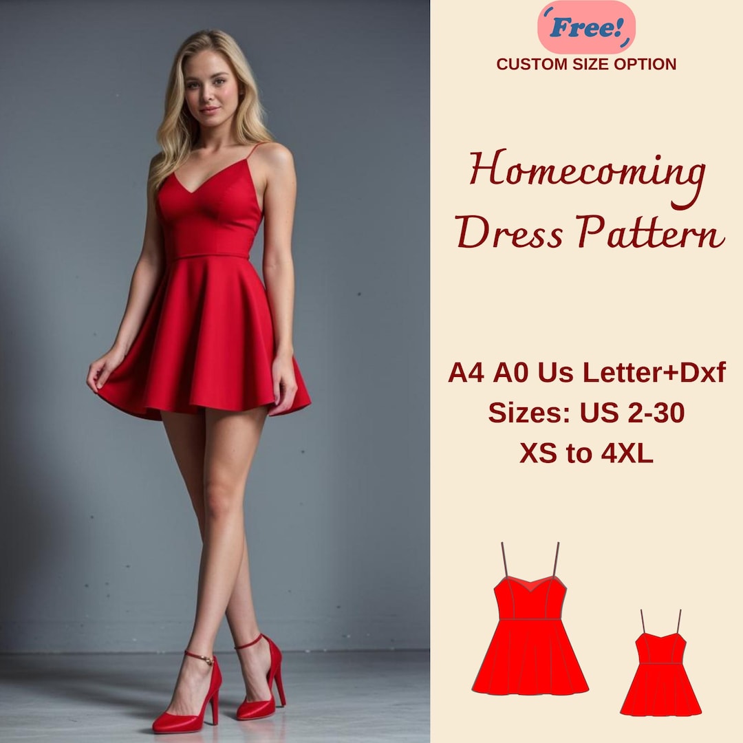 Mini Dress Sewing Pattern: Homecoming, Party, Cocktail (XS-4XL ...