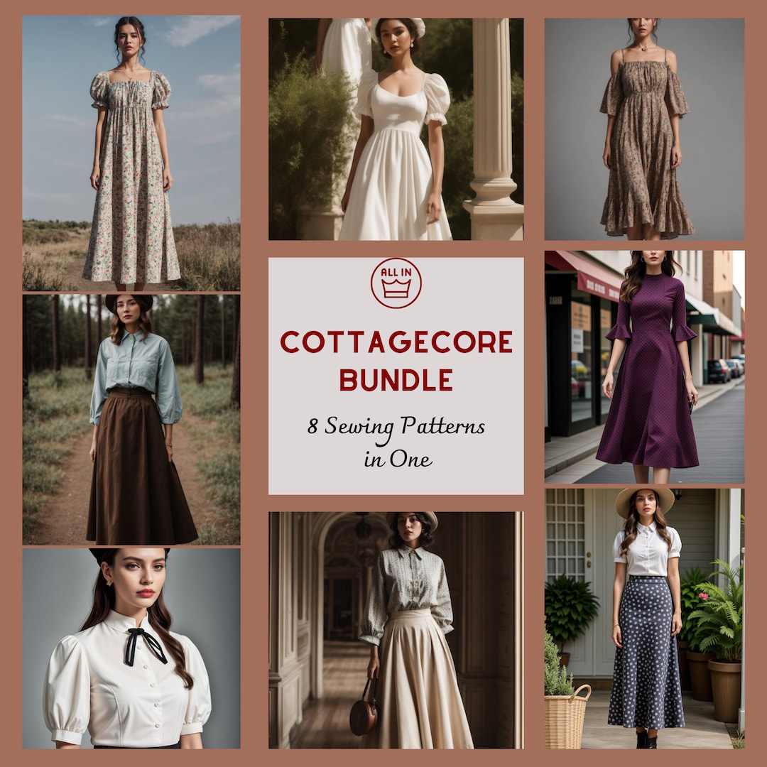 Cottagecore Sewing Pattern Bundle, Cottagecore Dress, Cottagecore ...