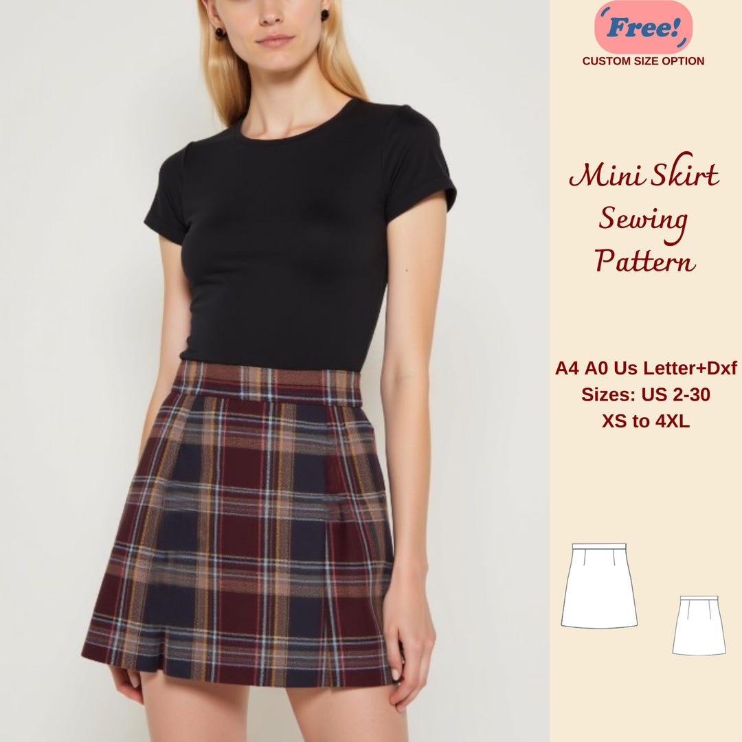 A Line Mini Skirt Sewing Pattern, A Line Skirt, High Waist Skirt ...