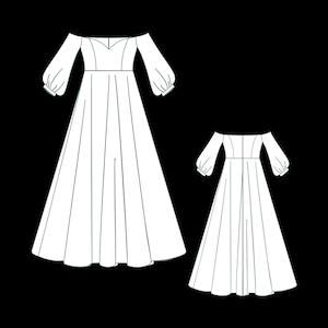 Off Shoulder Maxi Prom Dress Sewing Pattern, Cocktail Dress, Ball Gown ...