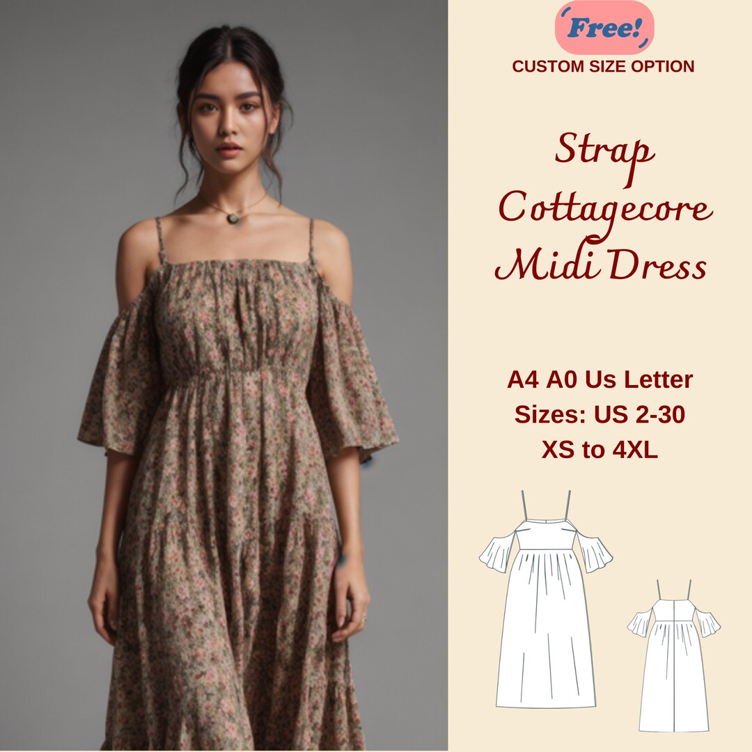 Fairy Cottagecore Dress Sewing Pattern, Prom Dress, Milkmaid Dress ...