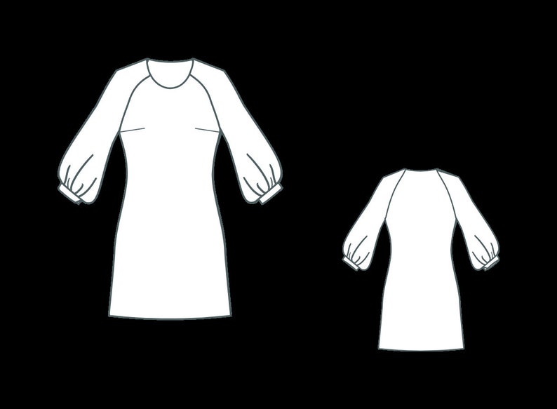 Raglan Sleeve Shift Dress Sewing Pattern, XS-4XL (PDF Pattern) - Etsy