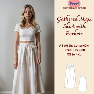 Linen Gathered Maxi Skirt Sewing Pattern, Linen Skirt, Gathering Skirt ...