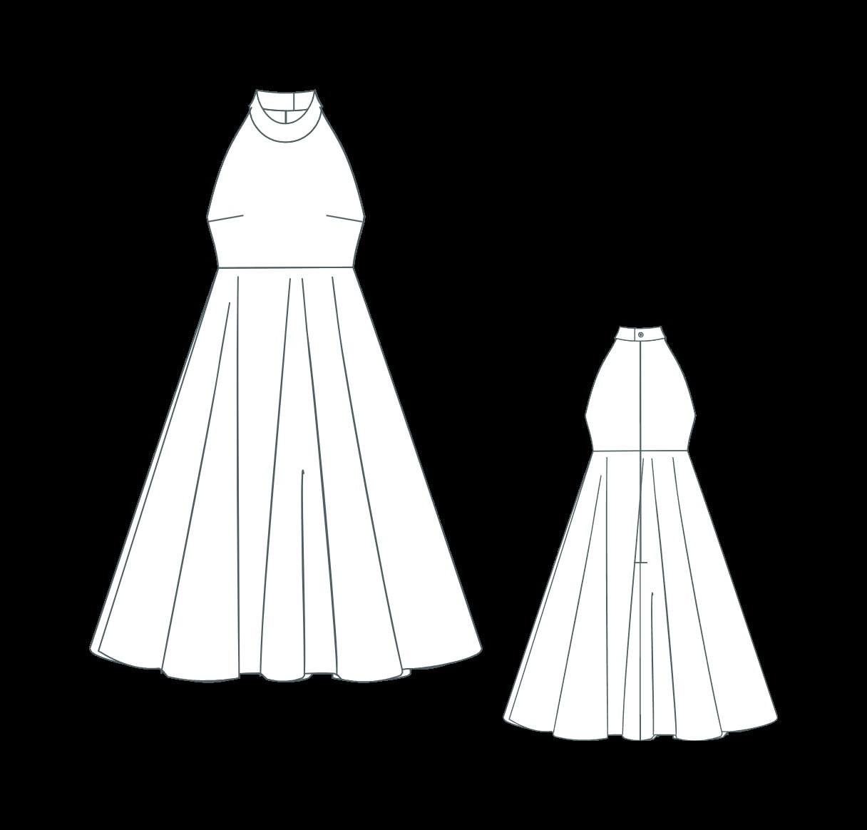 Halter Neck Midi Dress Sewing Pattern: Prom, Evening Gown (XS-4XL) - Etsy