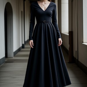 Vintage Gothic Midi Dress Sewing Pattern, Witch Dress, V Neck Dress ...