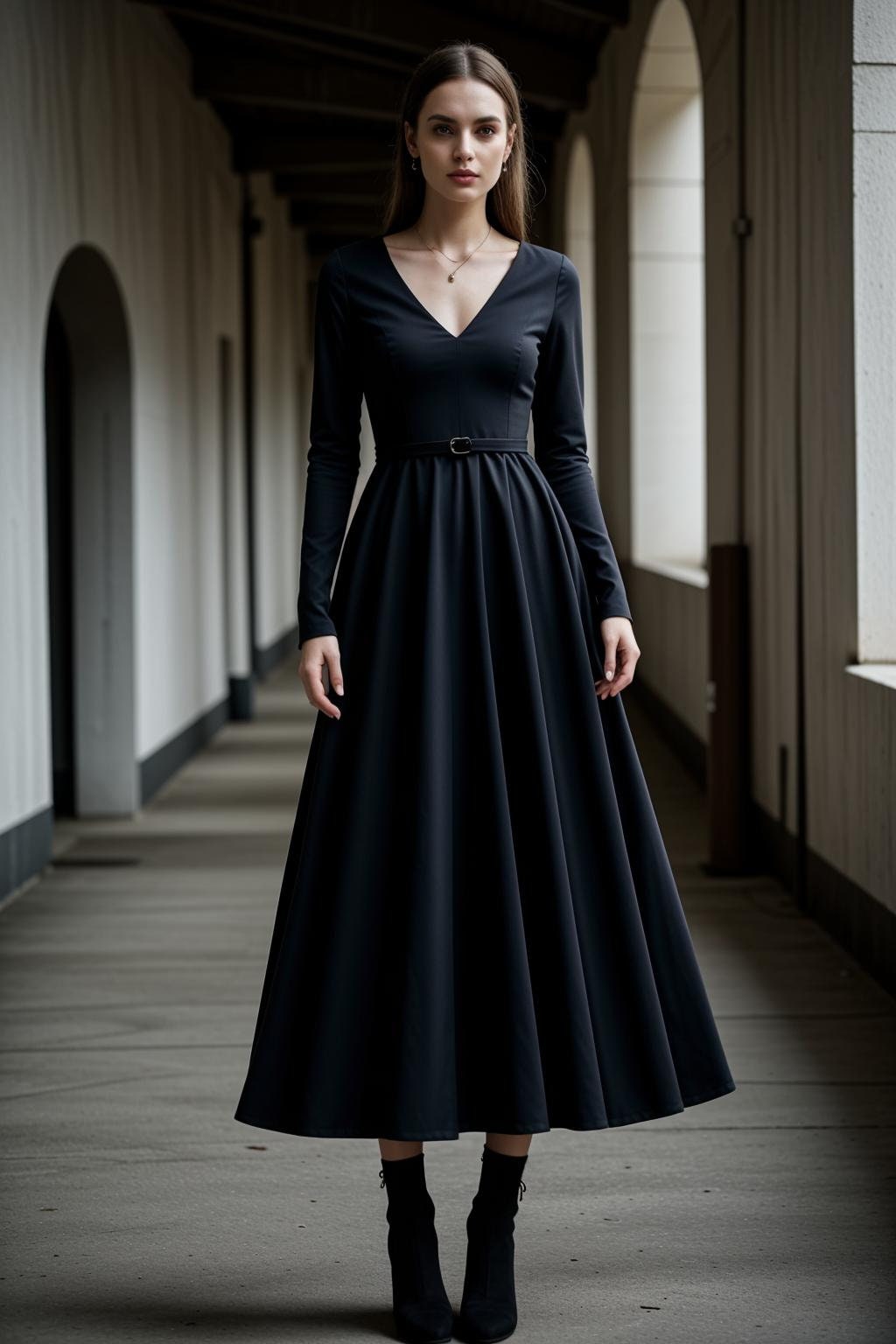Vintage Gothic Midi Dress Sewing Pattern, Witch Dress, V Neck Dress ...
