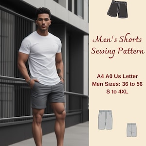 Men's Short Pants Sewing Pattern, Men's Summer Shorts, Sport Pants for ...