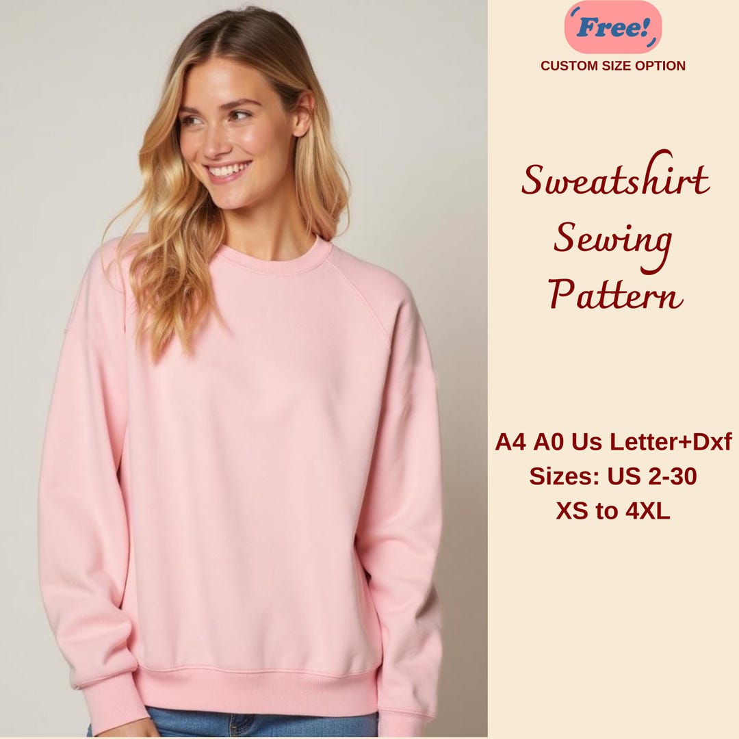 Women Sweatshirt Sewing Pattern, Raglan Sleeve Sweatshirt, Women's ...