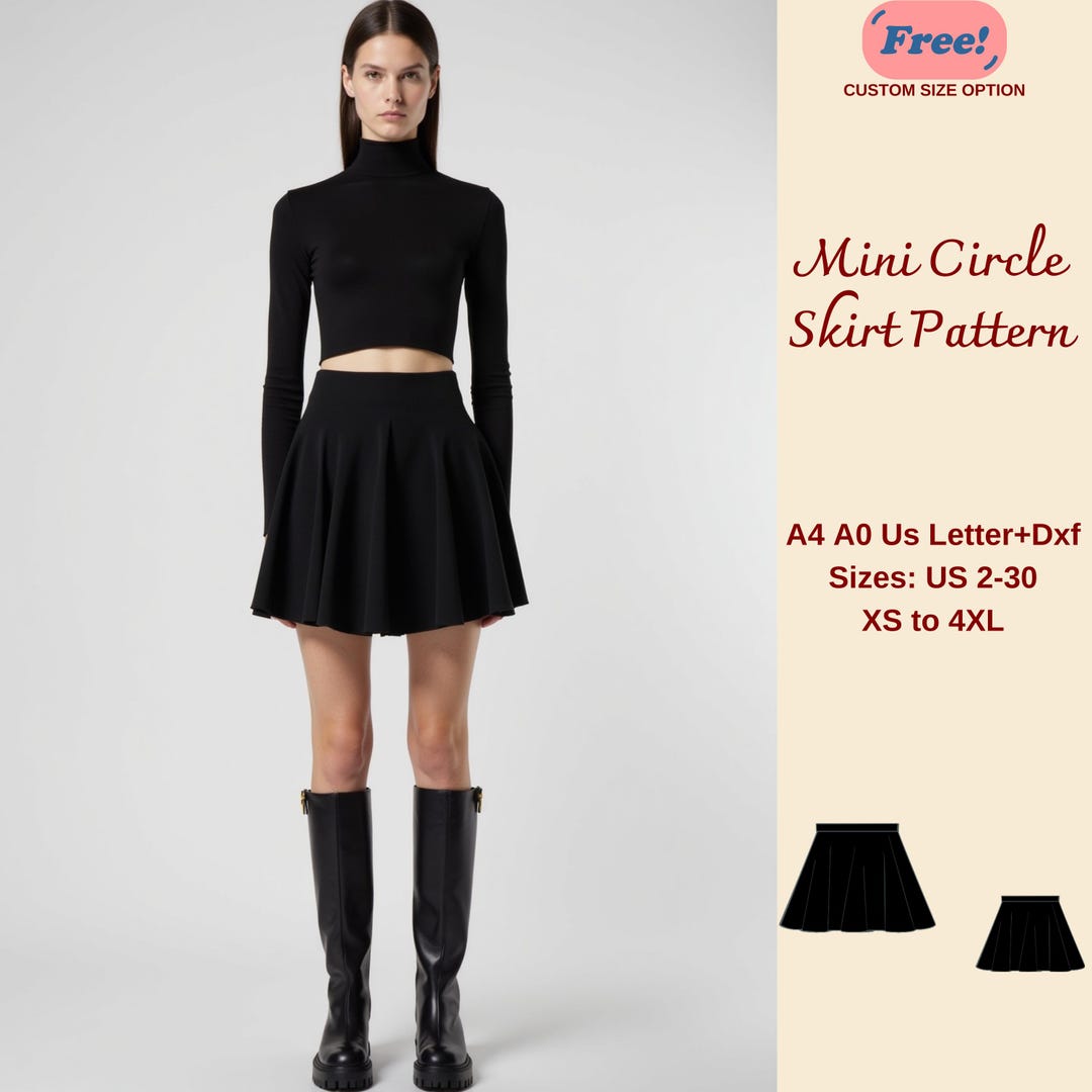 Mini Circle Skirt Sewing Pattern, Simple Mini Skirt, Circle Skirt, Easy ...