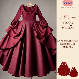 Tiered Ball Gown Sewing Pattern: Renaissance Prom Dress (XS-4XL) (digital Download) - Etsy