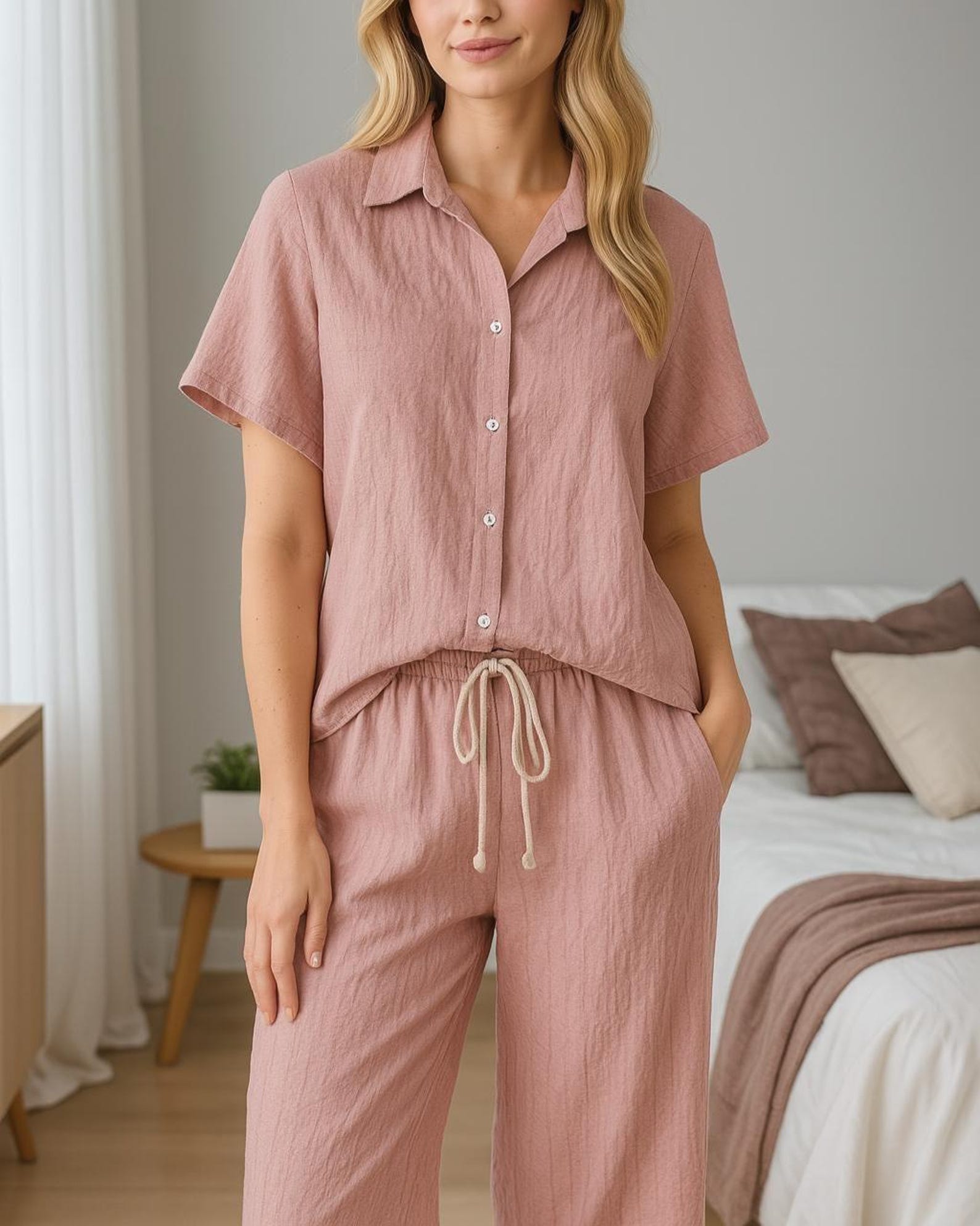 Linen Pajama Set Sewing Pattern, Pajama Set for Women, Nightwear for ...