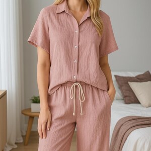 Linen Pajama Set Sewing Pattern, Pajama Set for Women, Nightwear for ...