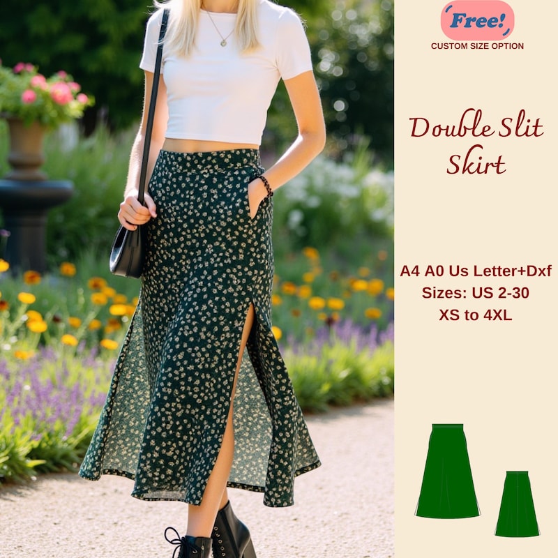 Skirt With 2 Side Slit - Etsy