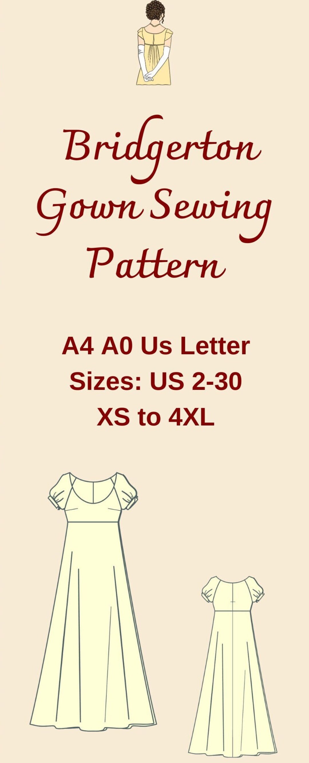 Bridgerton Gown Sewing Pattern, Bridgerton Dress, Renaissance Dress ...