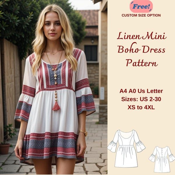 Boho Dress Pattern - Etsy