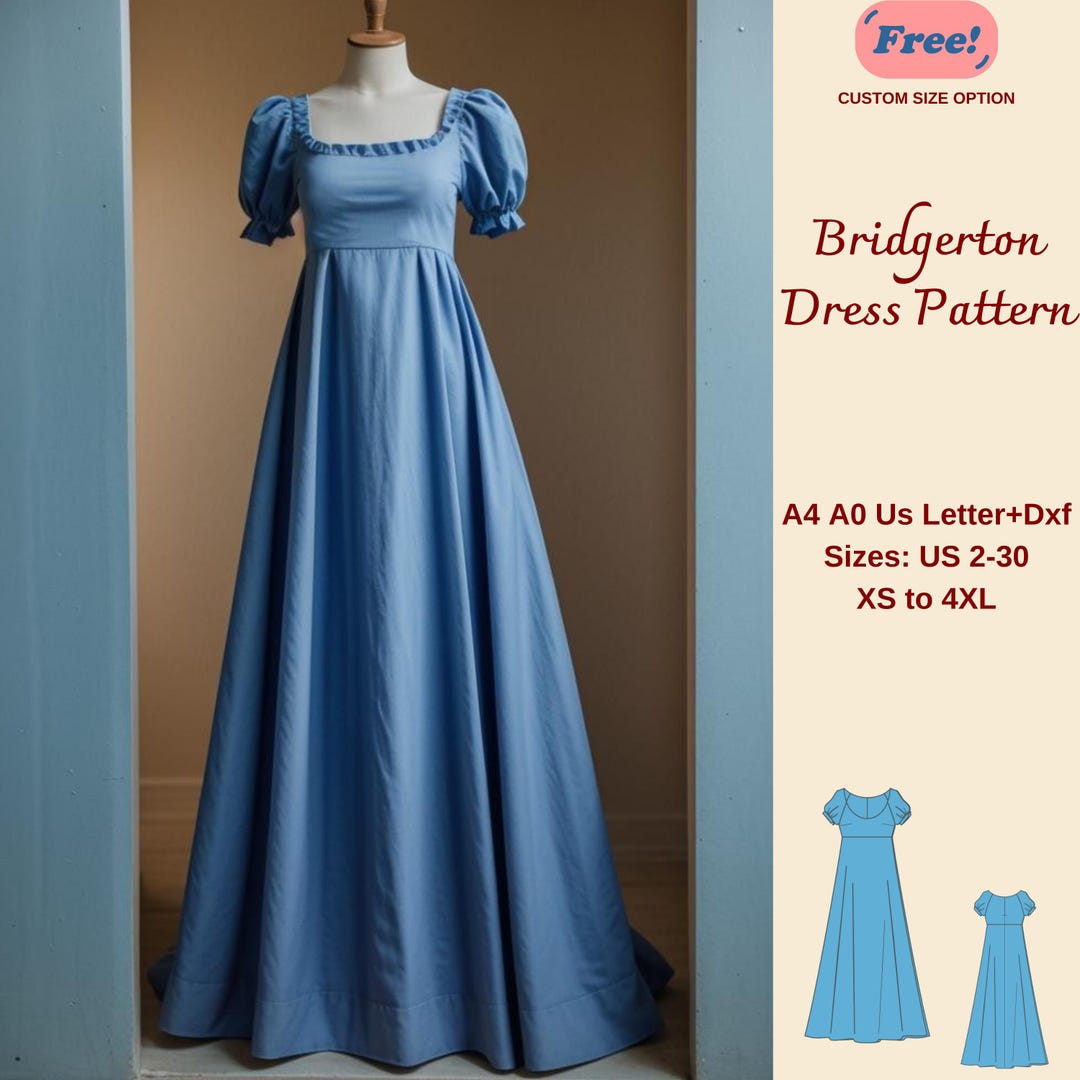 Bridgerton Gown Sewing Pattern, Bridgerton Style Dress, Renaissance Dress Pattern, Regency ...