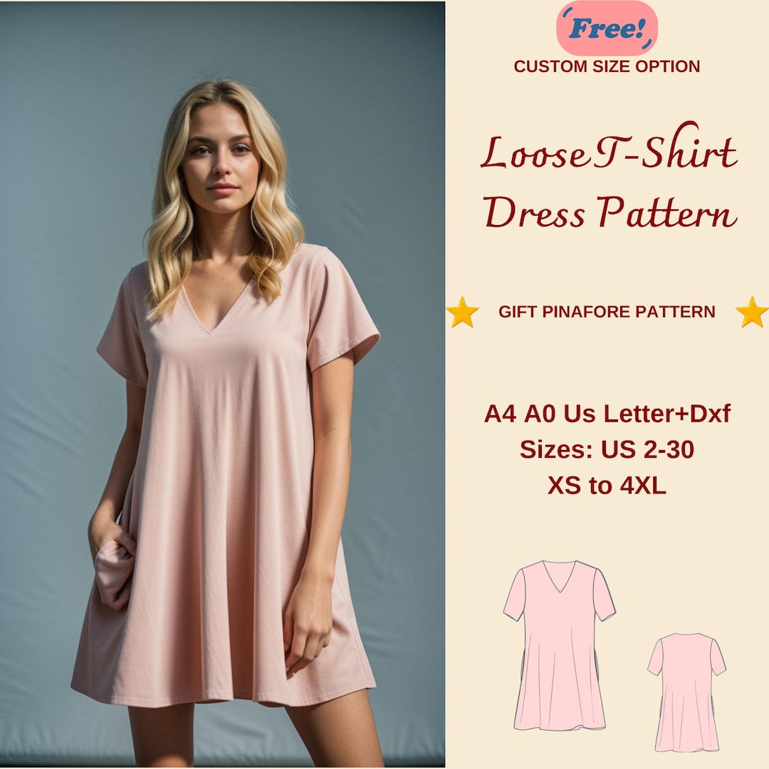 T-shirt Shift Dress Sewing Pattern, Shift Dress Pattern, Summer Dress ...
