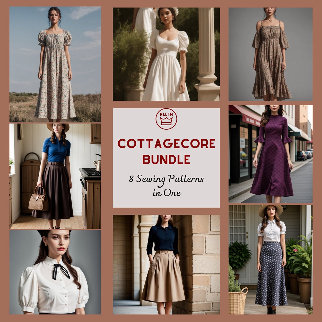 Cottagecore Sewing Pattern Bundle, Cottagecore Dress, Cottagecore ...