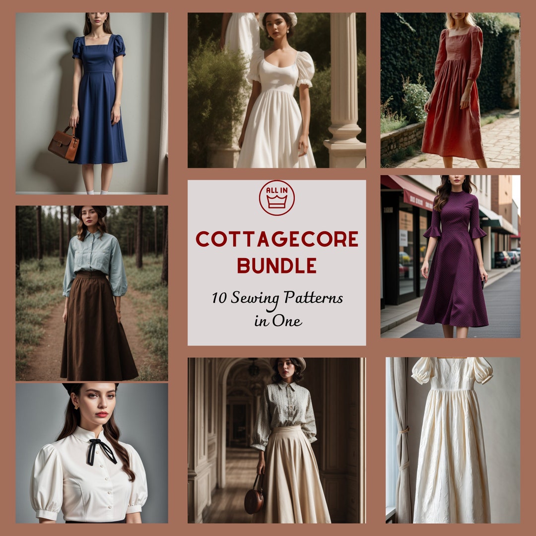 Cottagecore Sewing Pattern Bundle, Cottagecore Dress, Cottagecore ...