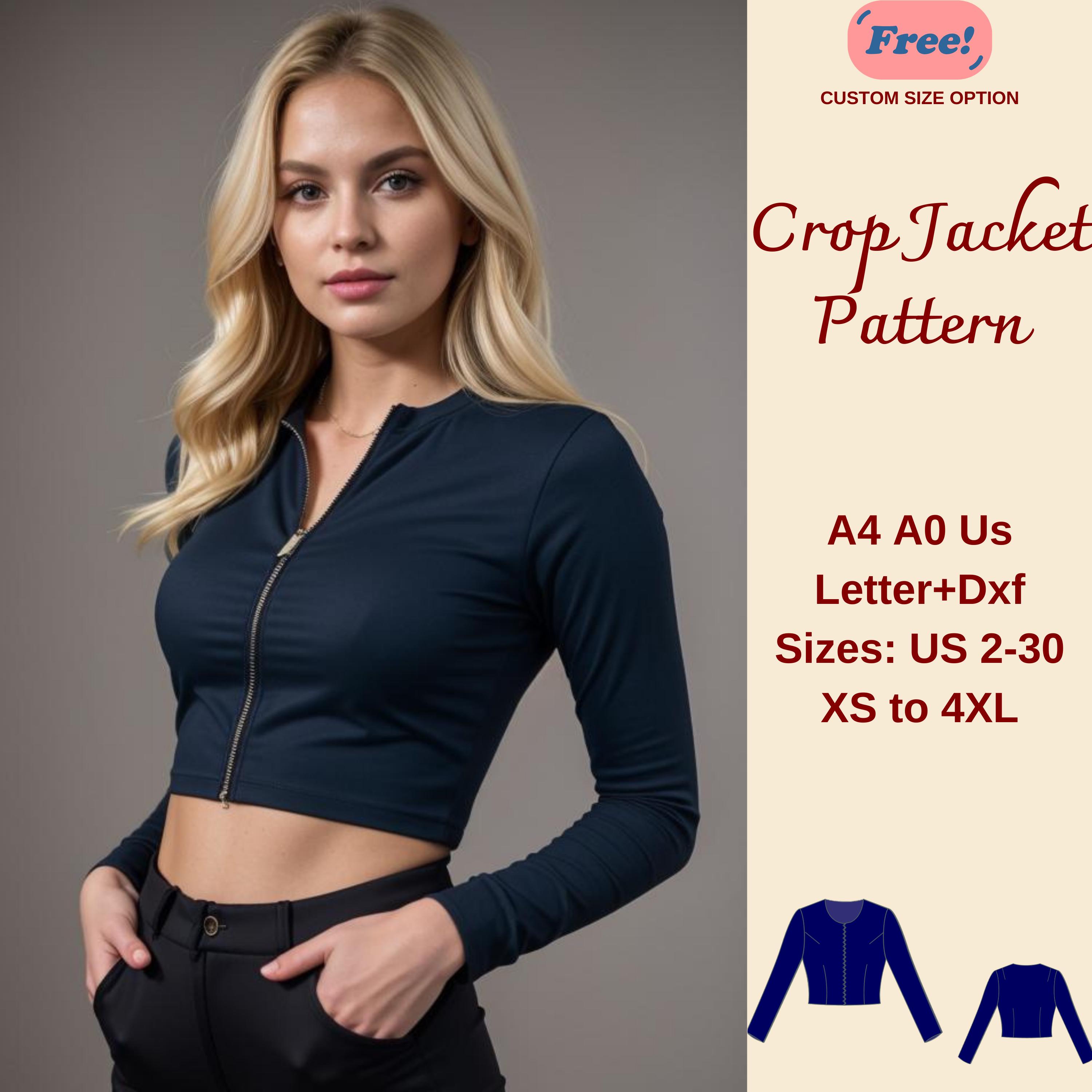 Women's Crop Jacket Sewing Pattern: XS-4XL (PDF Pattern) - Etsy