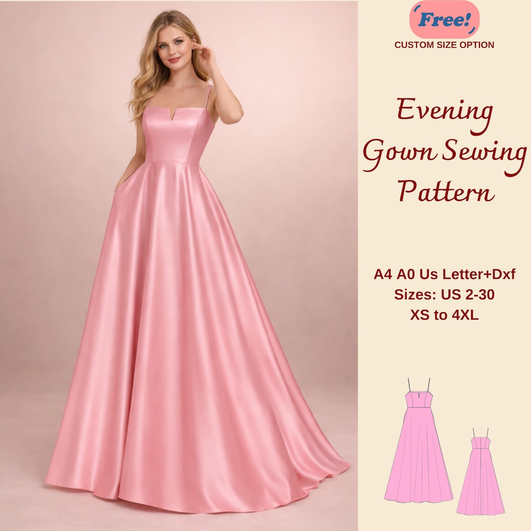 Evening Gown Sewing Pattern, Prom Dress, Wedding Gown (digital Download ...
