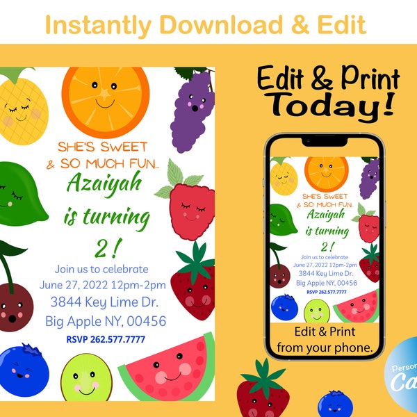 Fruit Birthday Theme - Etsy