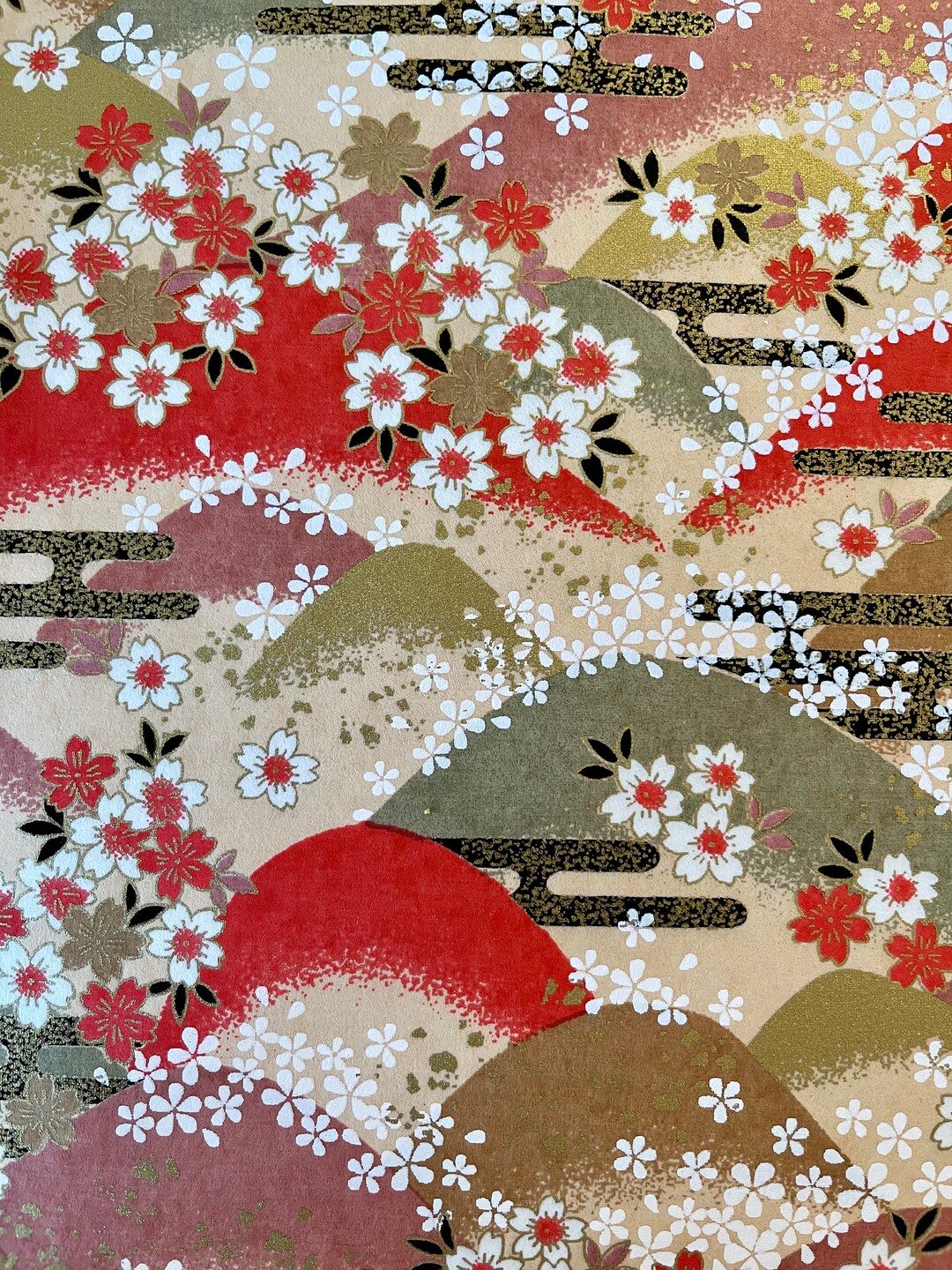 Origami -yuzen Washi -chiyogami - Silk Screen Paper -craft Paper -various Sizes -(M) Sakura, Red ...