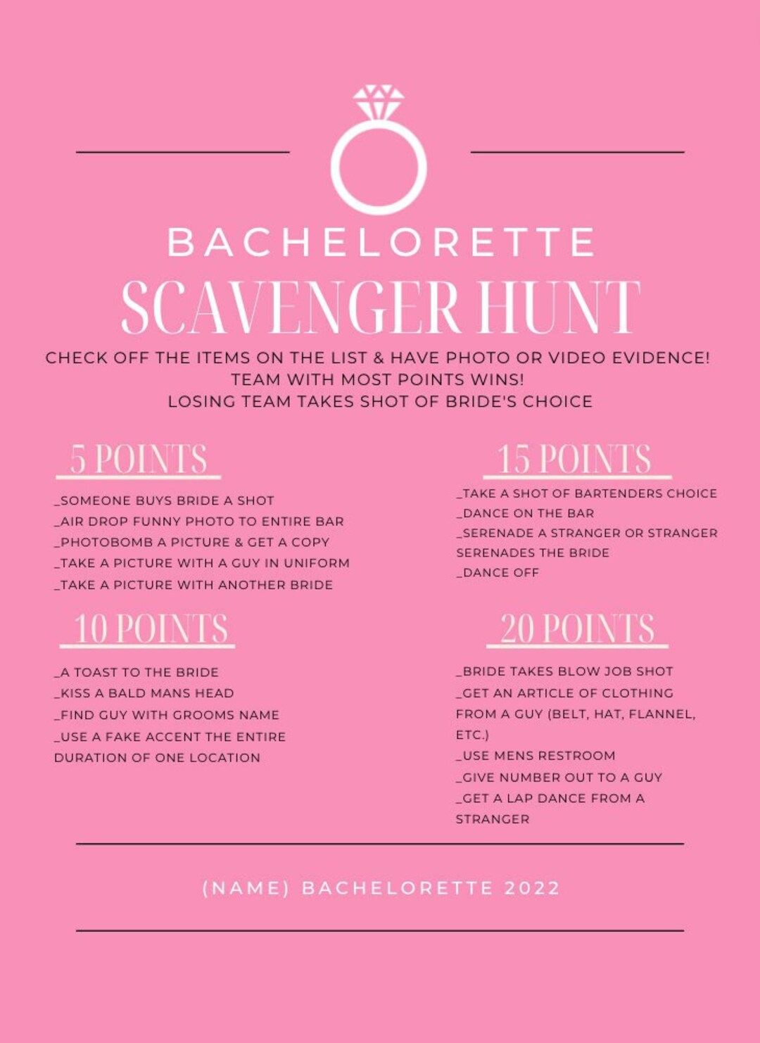 BACH SCAVENGER HUNT Bachelorette Games Instant Digital Download ...