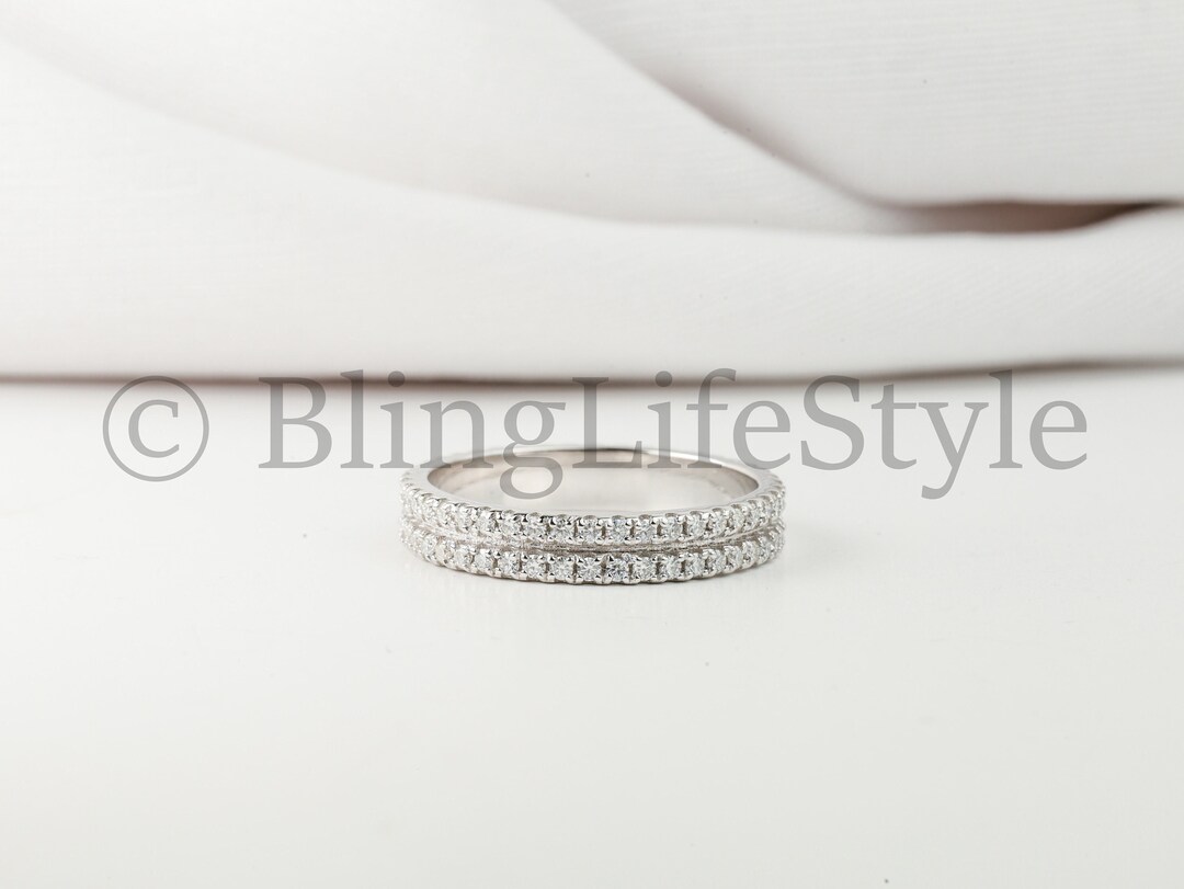 Moissanite Wedding Ring, Full Eternity Ring, Two Layer Wedding Ring ...