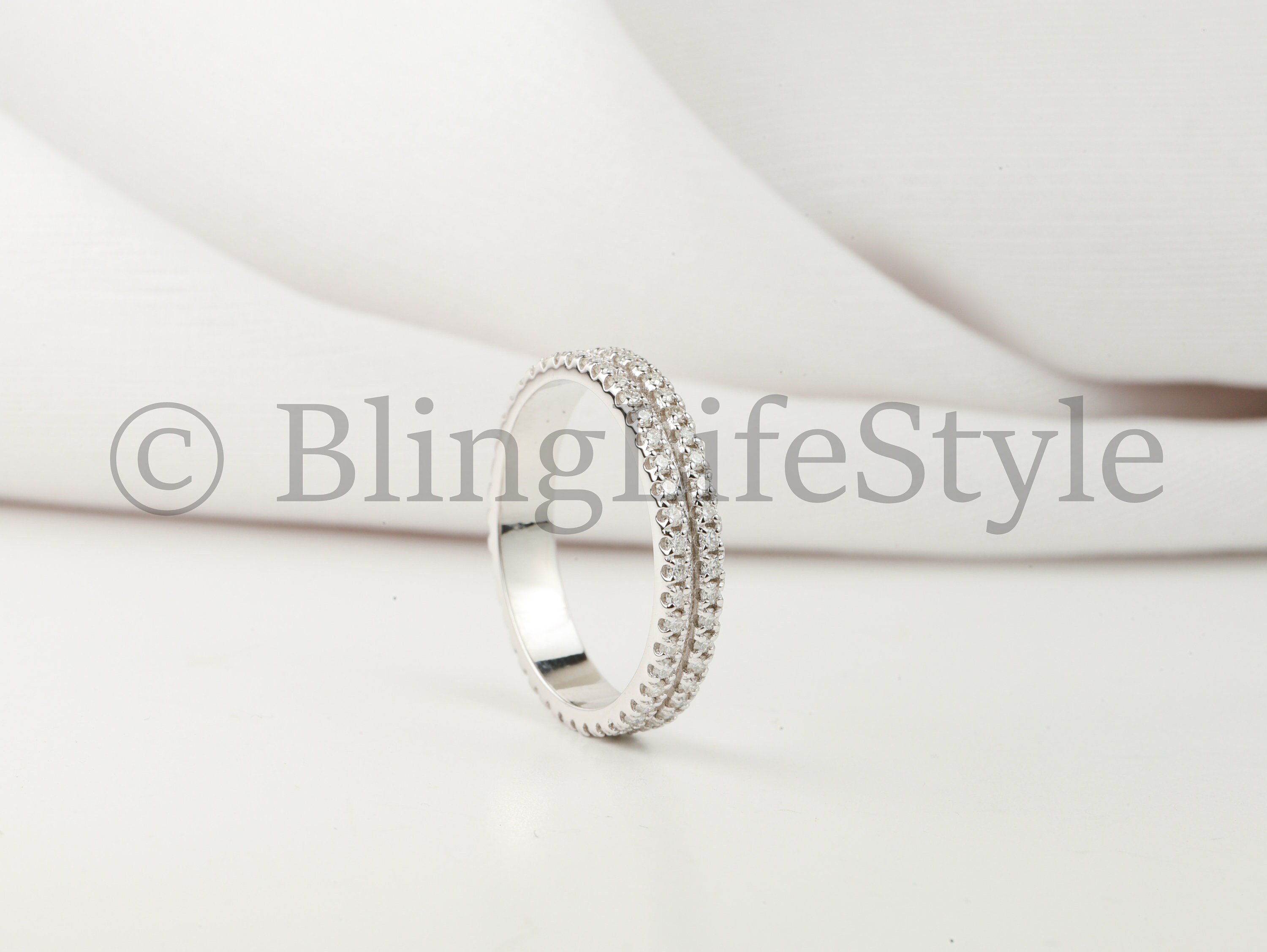Moissanite Wedding Ring, Full Eternity Ring, Two Layer Wedding Ring ...