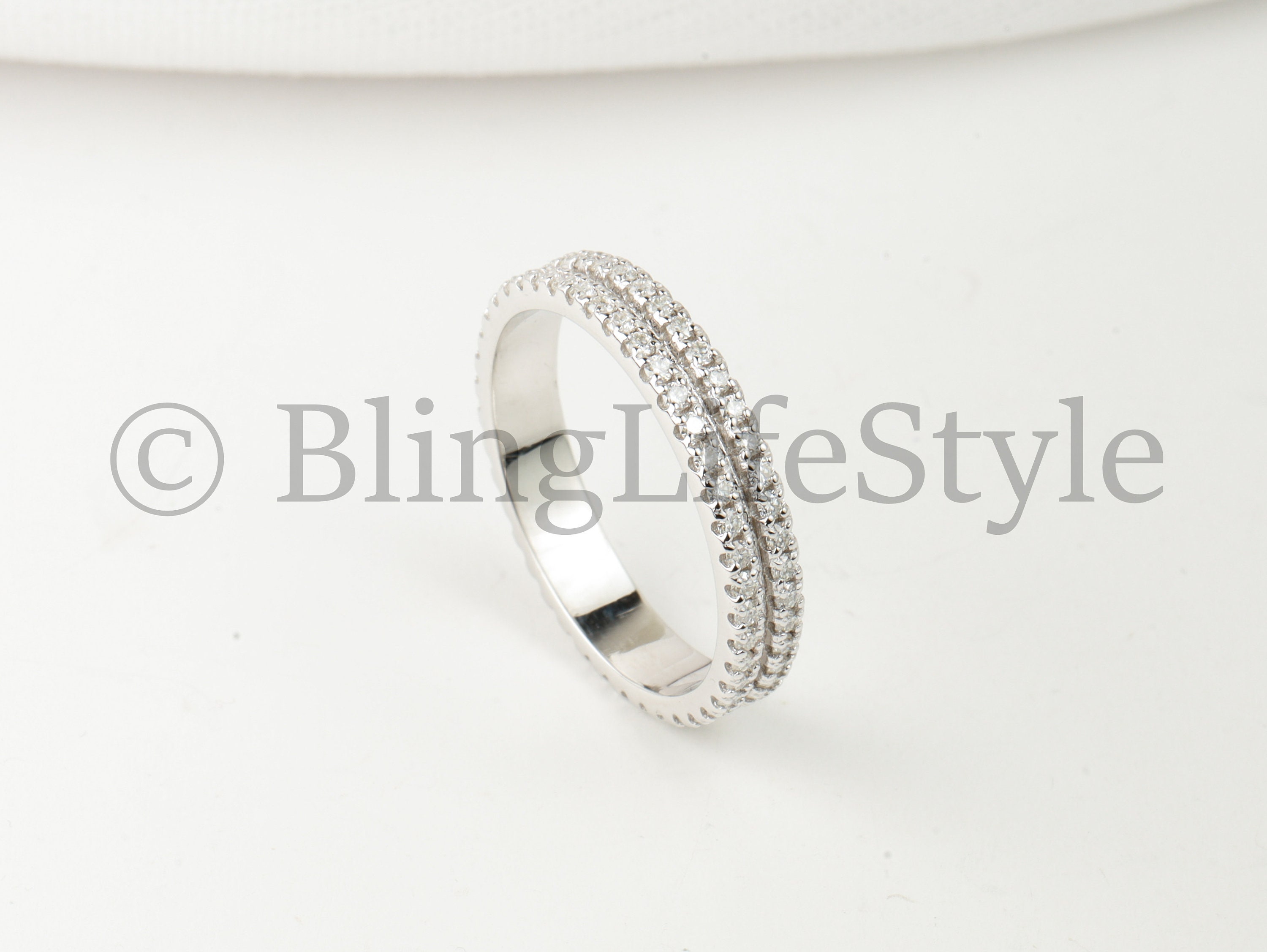Moissanite Wedding Ring, Full Eternity Ring, Two Layer Wedding Ring ...