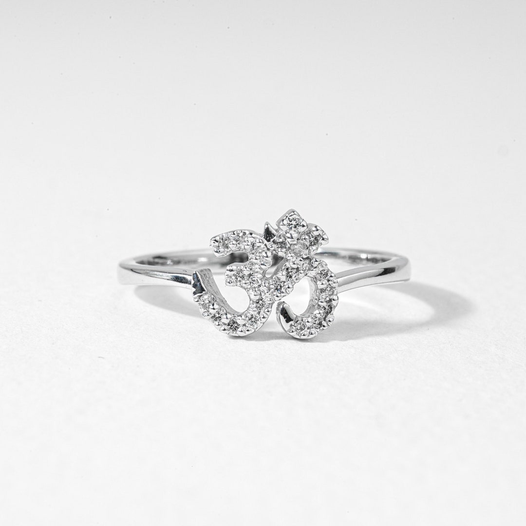 Om Design Stacking Ring | Moissanite 925 Sterling Silver Statement Ring ...