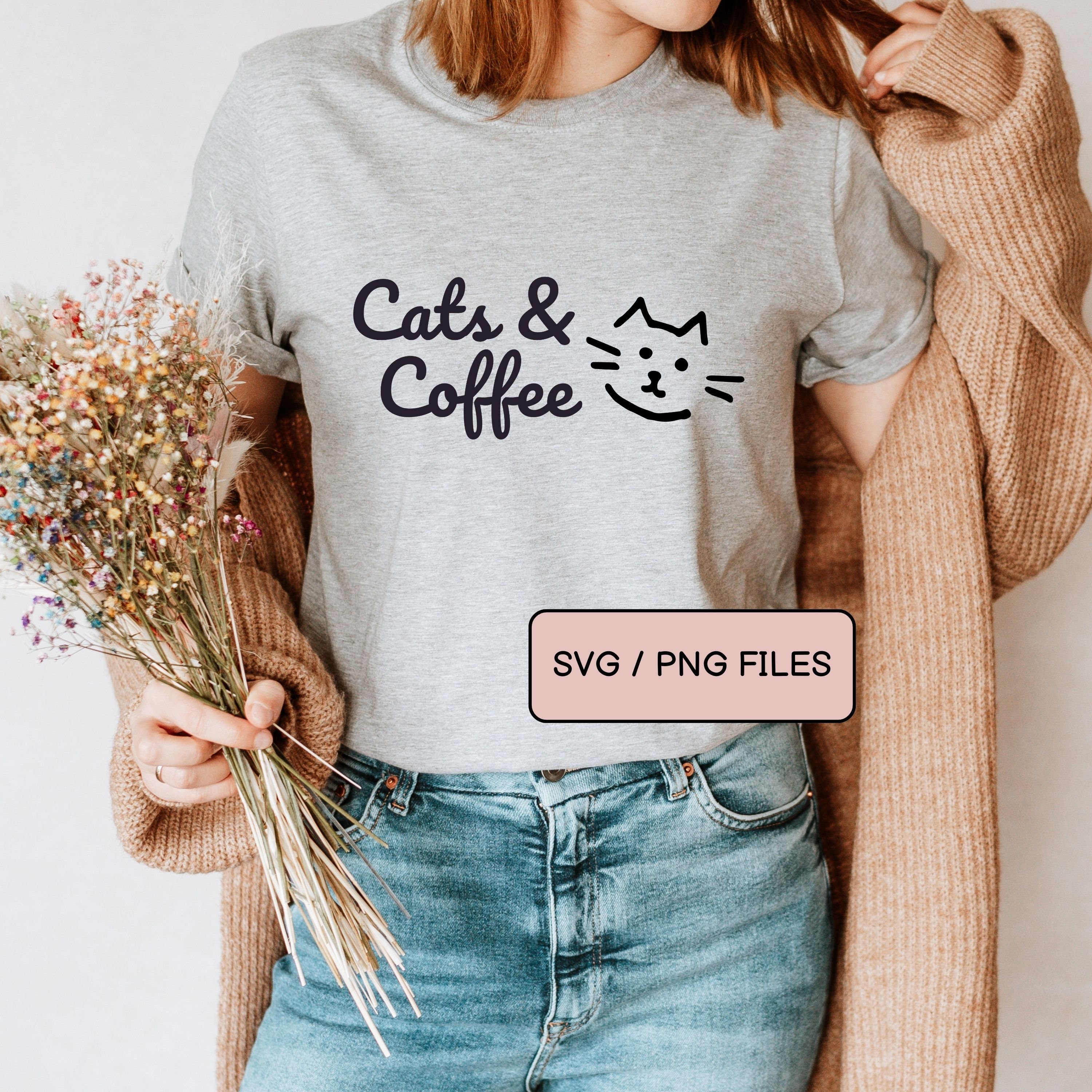 Cats and Coffee SVG PNG, Cat Lover Svg, Coffee Lover Svg, Cat Mom Clip ...